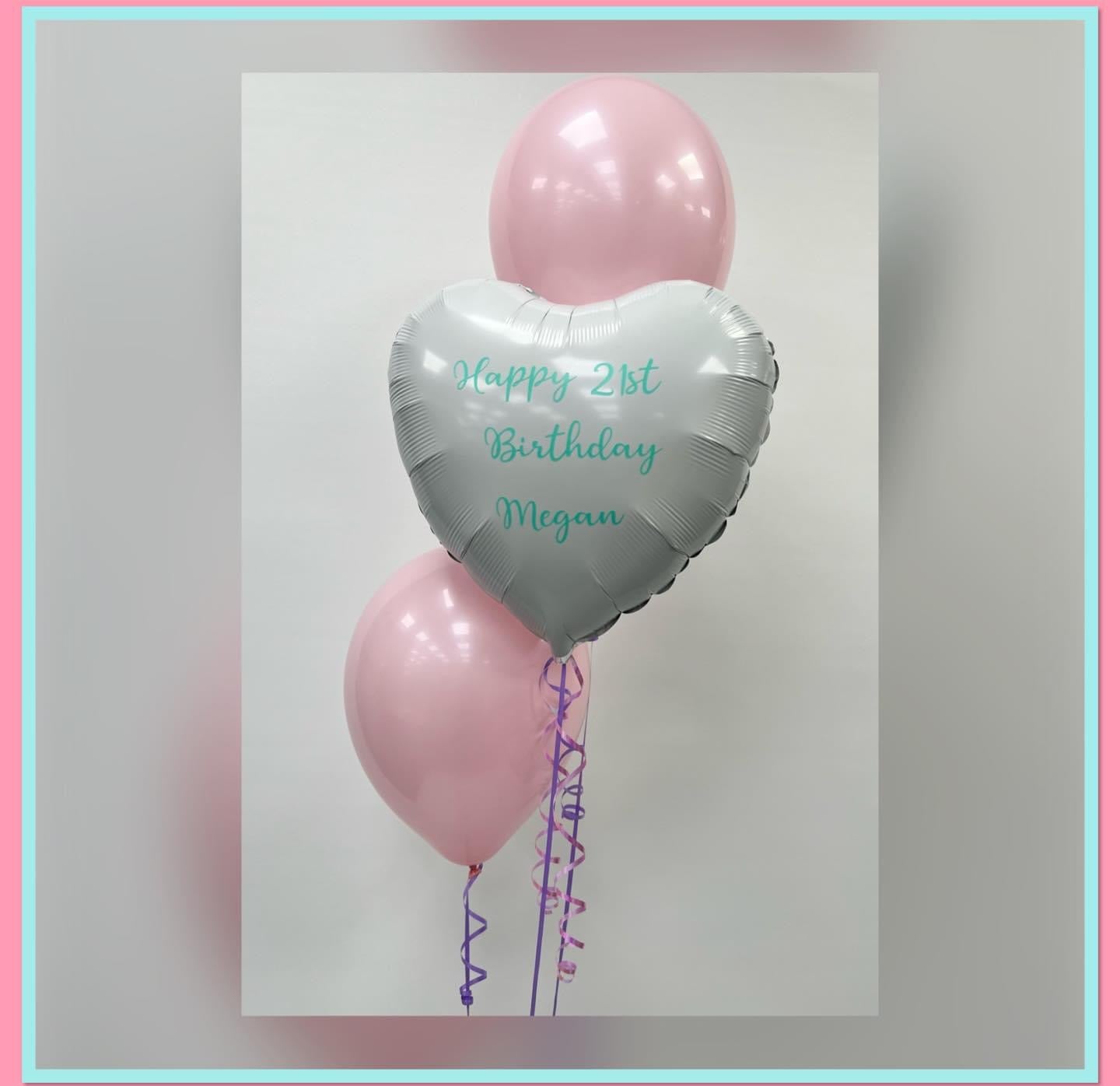 Set of 3 Balloon Display with Personalised Foil & 2 Latex Balloons ...