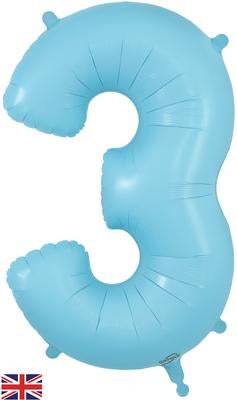 Large Pastel Matte Blue Number Balloon - Choose Number Required ...